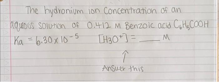 Solved The hydronium ion Concentration of an aqueous | Chegg.com