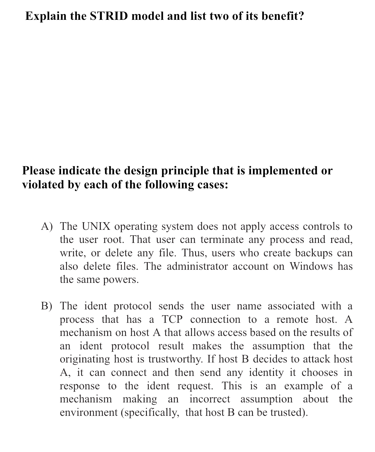 Solved Explain the STRID model and list two of its | Chegg.com