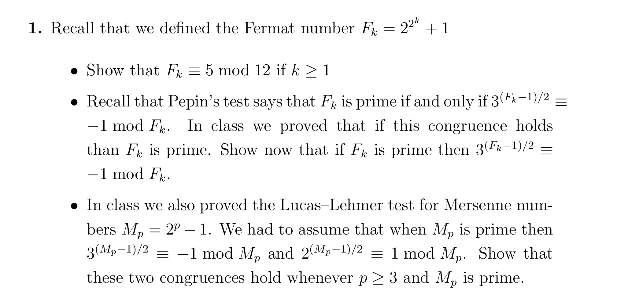 Solved Recall that we defined the Fermat number Fk=22k+1Show | Chegg.com