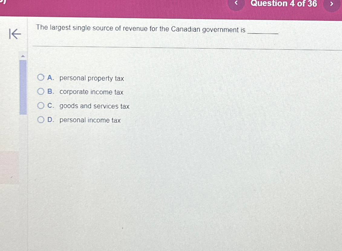 Solved Question 4 ﻿of 36The largest single source of revenue | Chegg.com