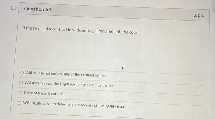 Solved If the terms of a contract include an illegal | Chegg.com