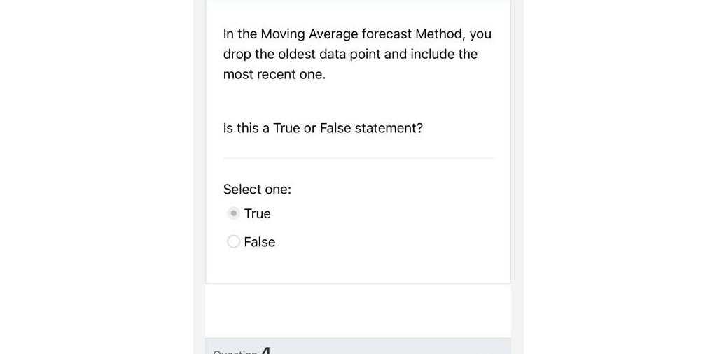 Solved In the Moving Average forecast Method, you drop the | Chegg.com