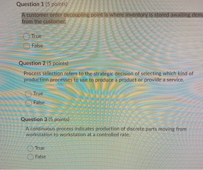 Solved Question 1 (5 points) A customer order decoupling | Chegg.com
