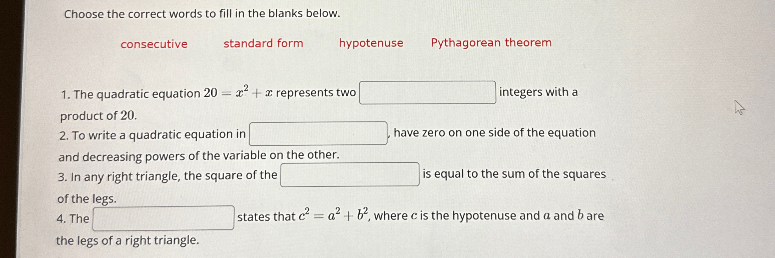 Solved Choose the correct words to fill in the blanks | Chegg.com