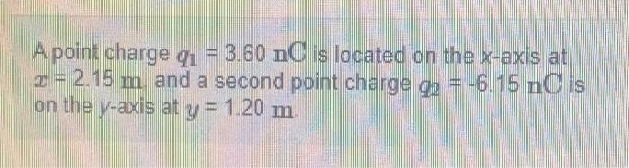 Solved A point charge q1=3.60nC is located on the x-axis at | Chegg.com