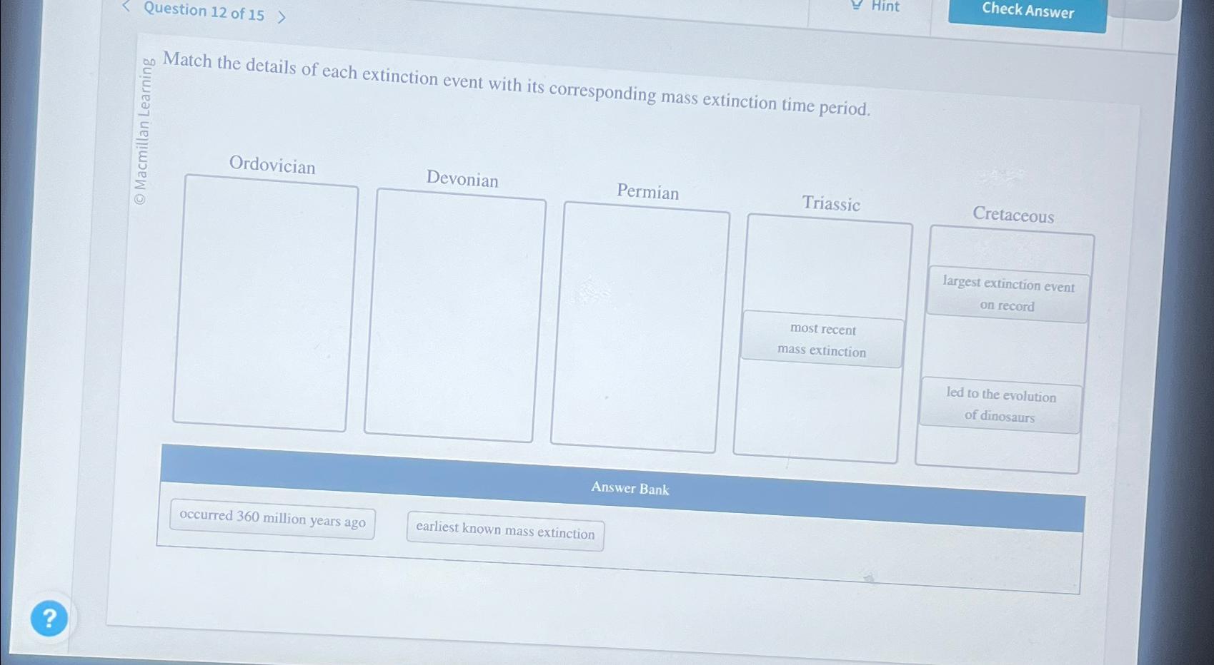 Solved Question 12 ﻿of 15Hint告Match the details of each | Chegg.com