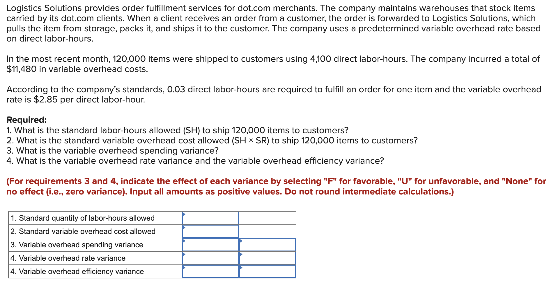 Solved Logistics Solutions provides order fulfillment | Chegg.com
