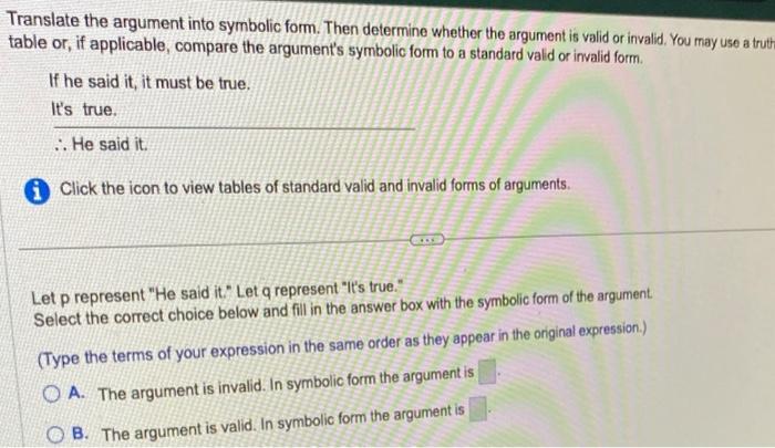 Solved Translate The Argument Into Symbolic Form Then 