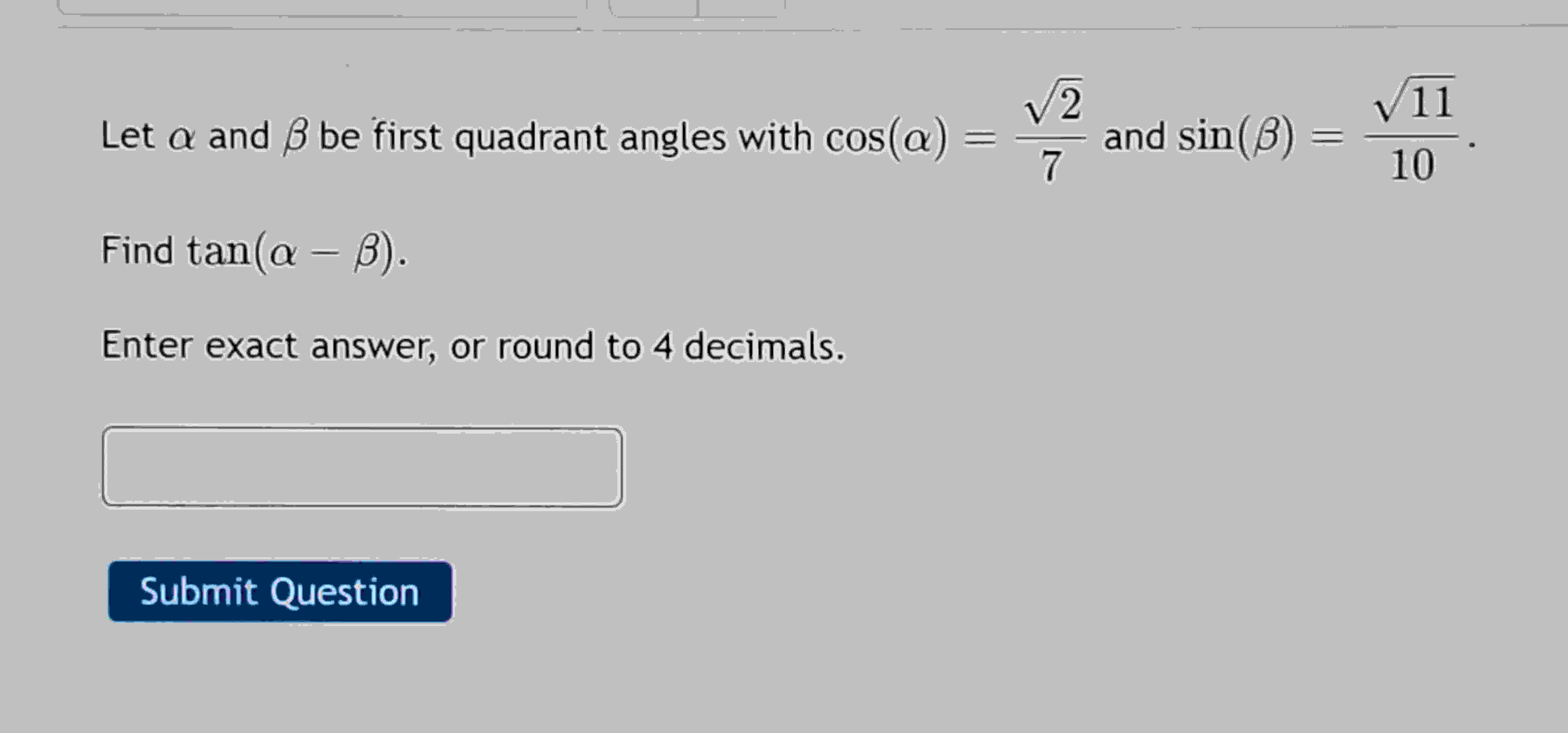 Solved Let α ﻿and β ﻿be first quadrant angles with | Chegg.com
