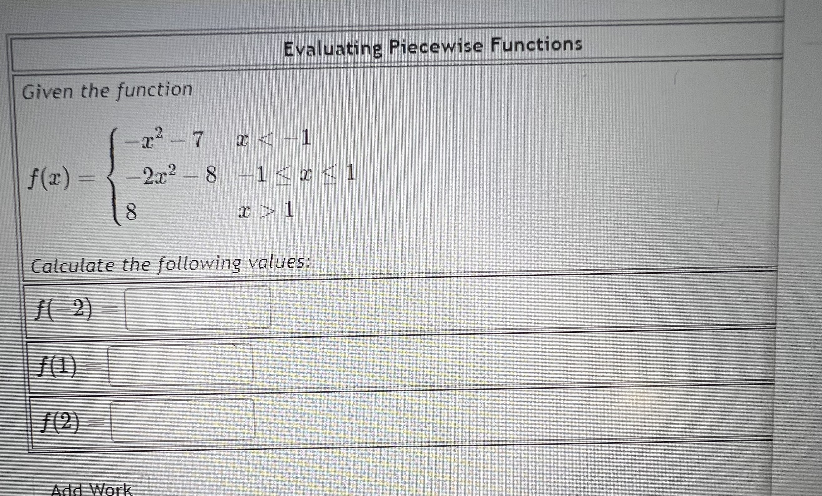 Solved Evaluating Piecewise FunctionsGiven the | Chegg.com