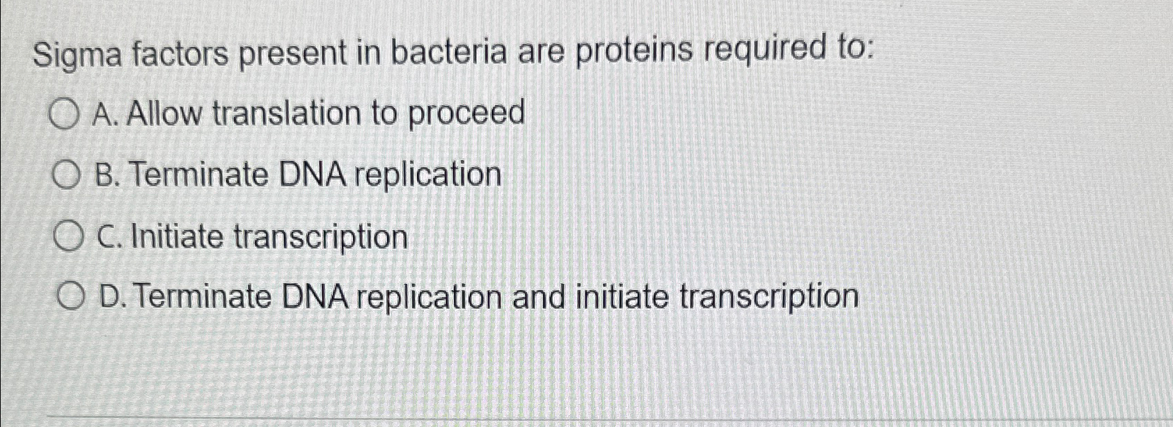 Solved Sigma factors present in bacteria are proteins | Chegg.com