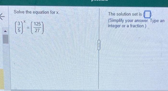 Solved Solve the equation for x. The solution set is | Chegg.com