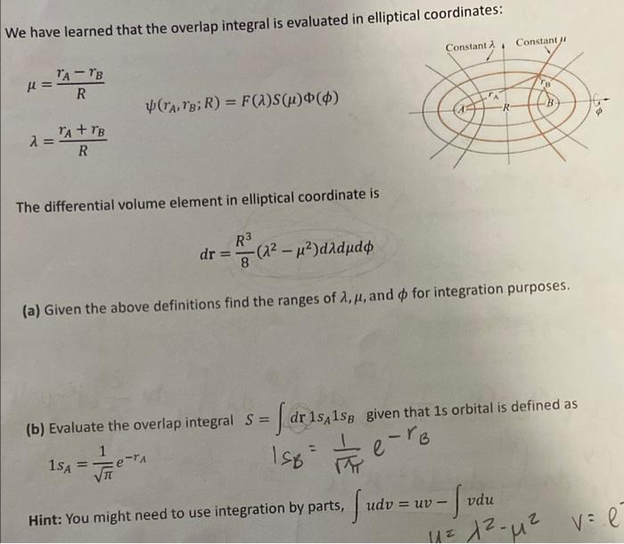 Solved We have learned that the overlap integral is | Chegg.com