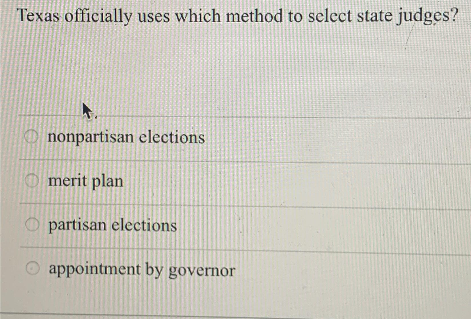 Solved Texas officially uses which method to select state | Chegg.com