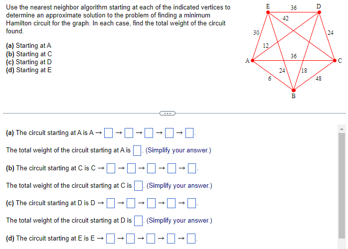 Solved Use the nearest neighbor algorithm starting at ﻿each | Chegg.com