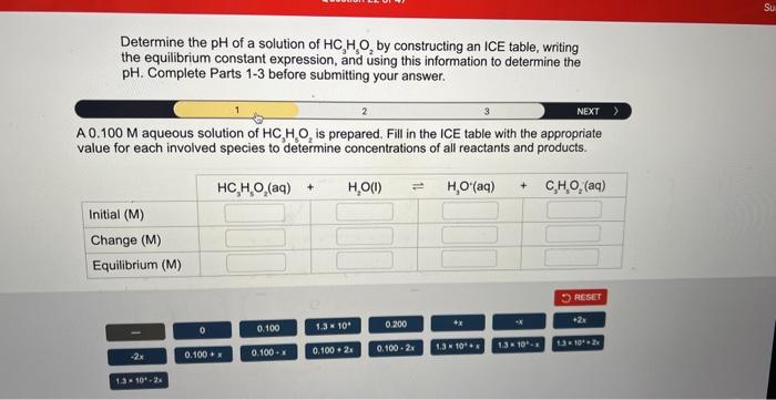 Solved Determine the pH of a solution of HC3H5O2 by | Chegg.com