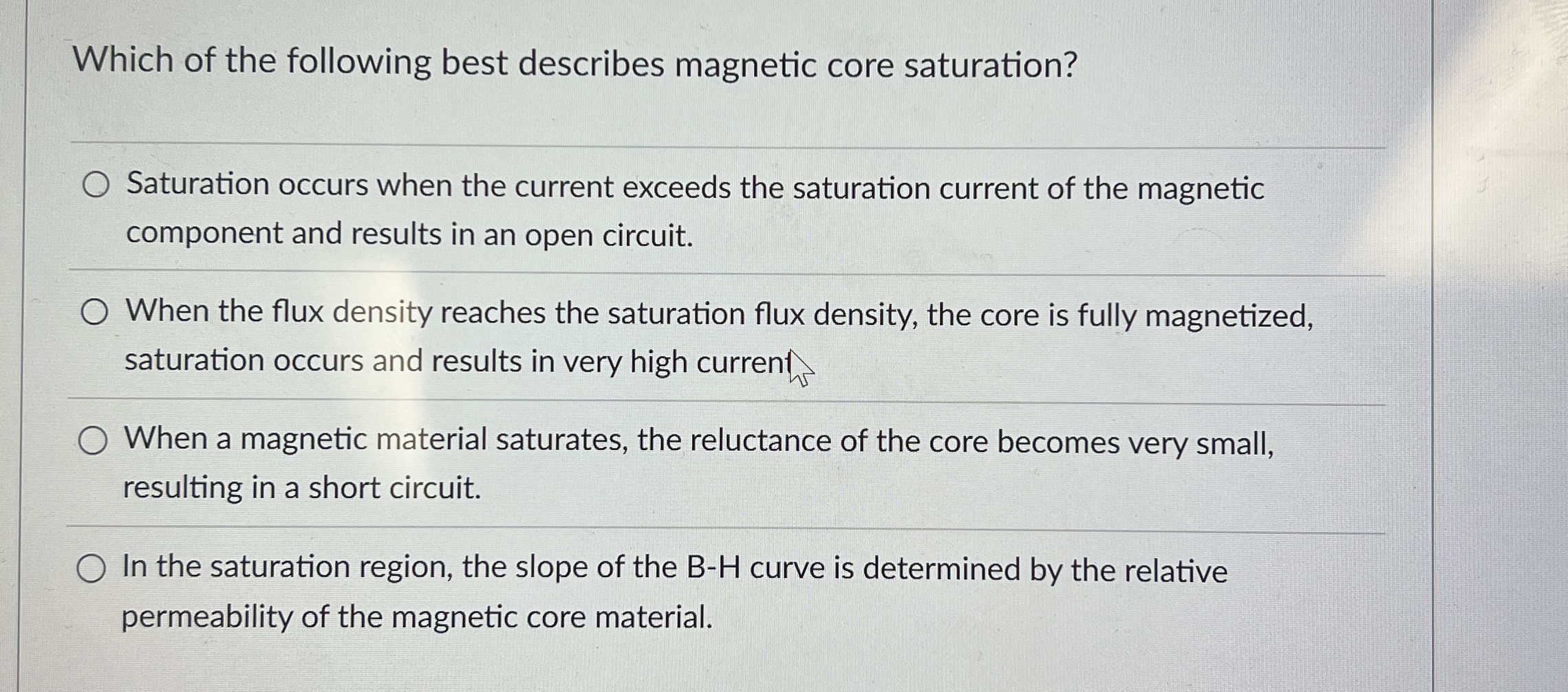 Solved Which of the following best describes magnetic core | Chegg.com