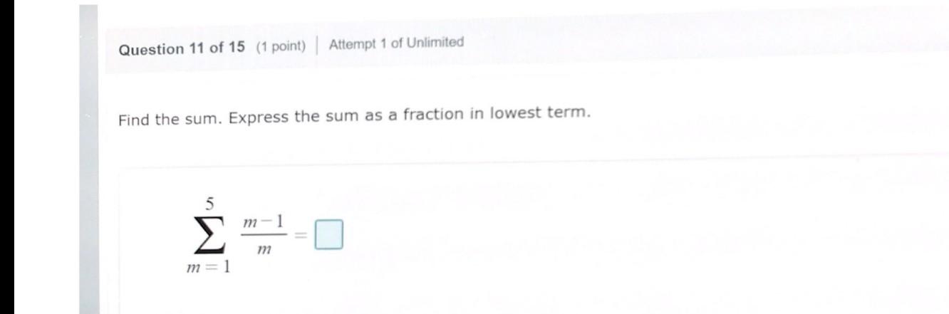 Solved Find the sum. Express the sum as a fraction in lowest | Chegg.com