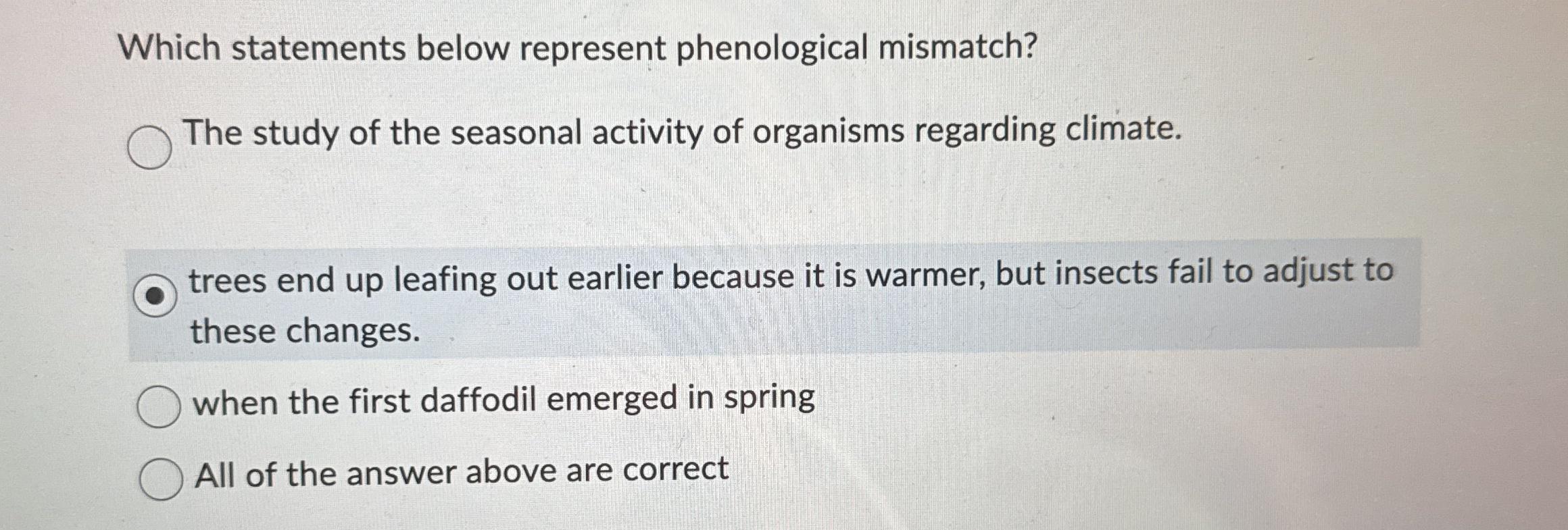 Solved Which statements below represent phenological | Chegg.com