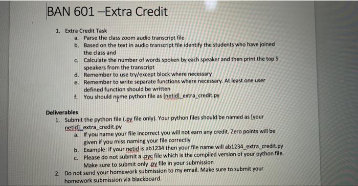 Solved PYTHON a. Parse the class zoom audio | Chegg.com