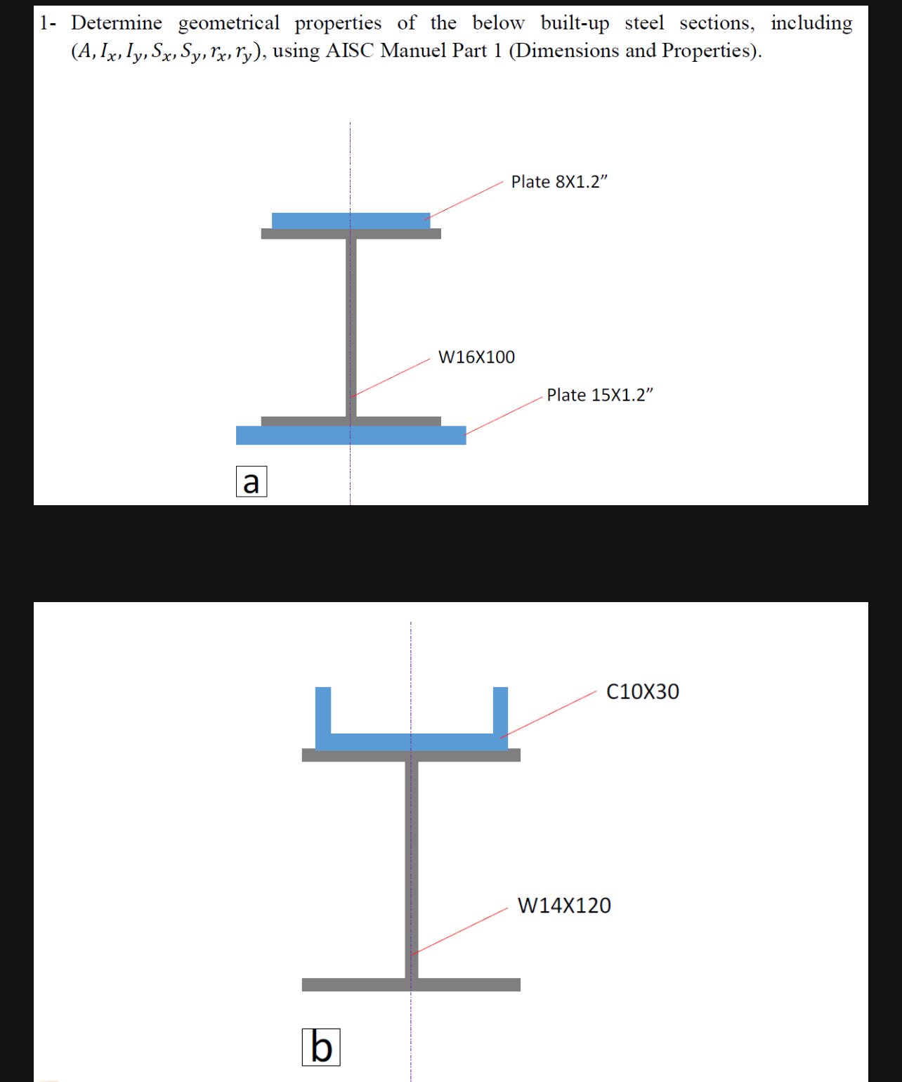 Solved 1- ﻿Determine geometrical properties of the below | Chegg.com