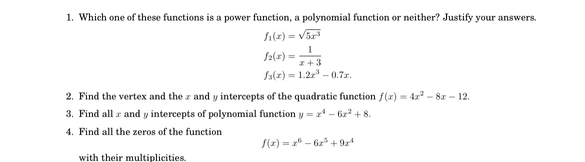 Which one of these functions is a power function, a | Chegg.com