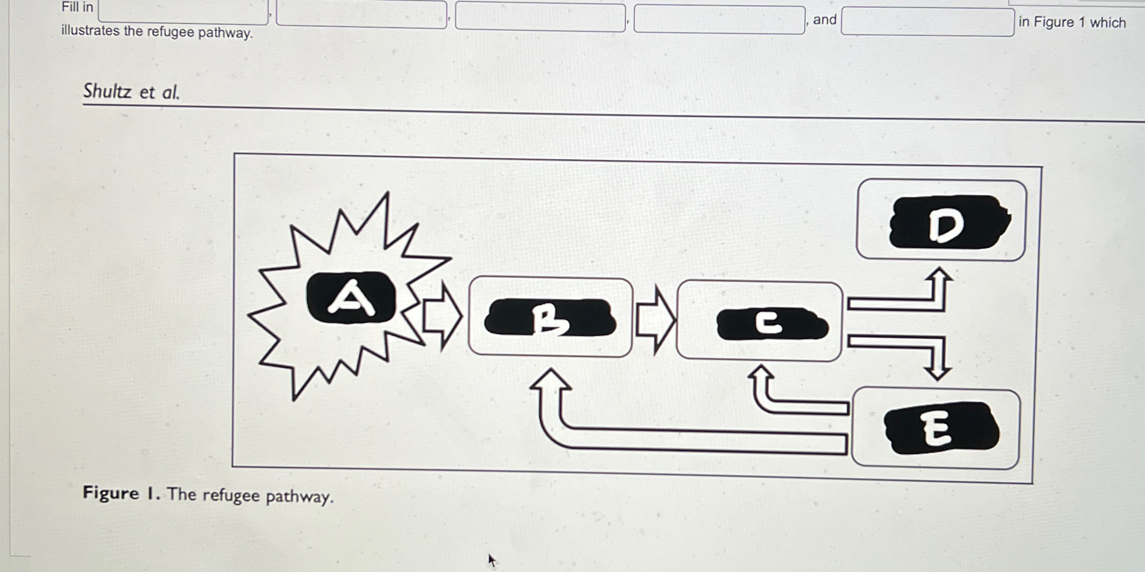 Fill inillustrates the refugee pathway.andin Figure 1 | Chegg.com