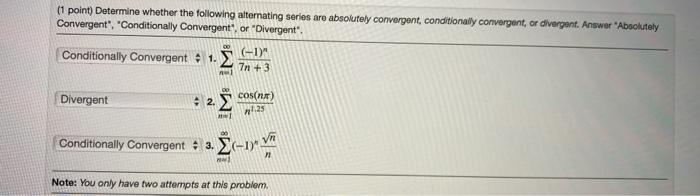 Solved (1 point) Determine whether the following alternating | Chegg.com