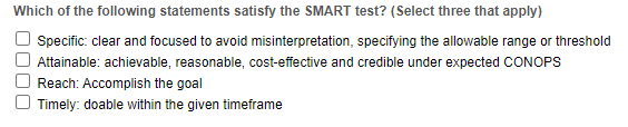Solved Which of the following statements satisfy the SMART | Chegg.com
