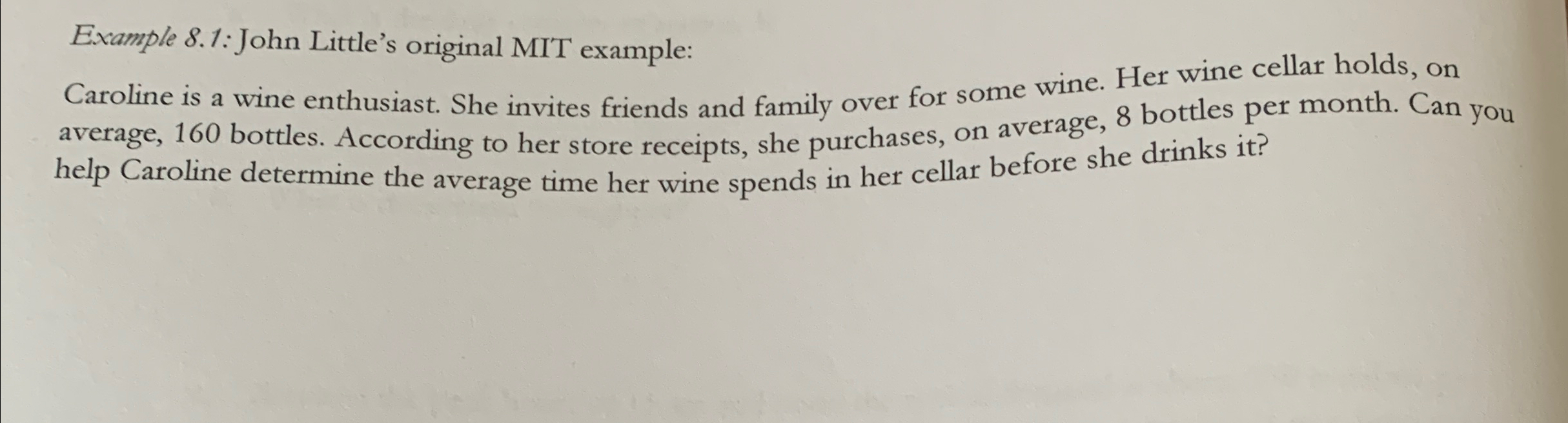 Solved Example 8.1: John Little's original MIT | Chegg.com