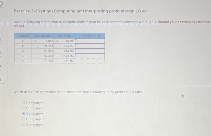 Solved Exercise 3-25 (Algo) Computing and interpreting | Chegg.com