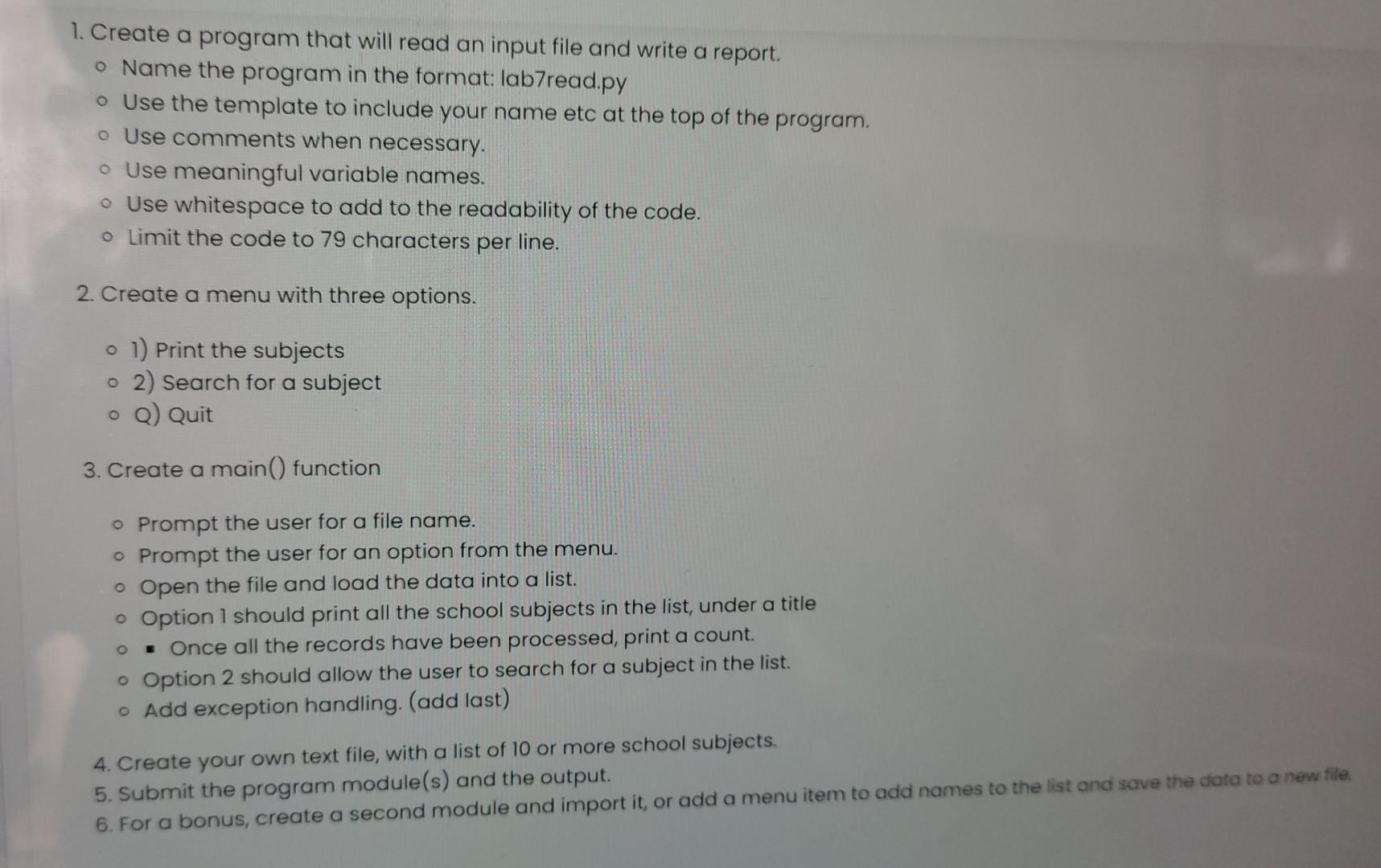 Solved 1. Create a program that will read an input file and | Chegg.com