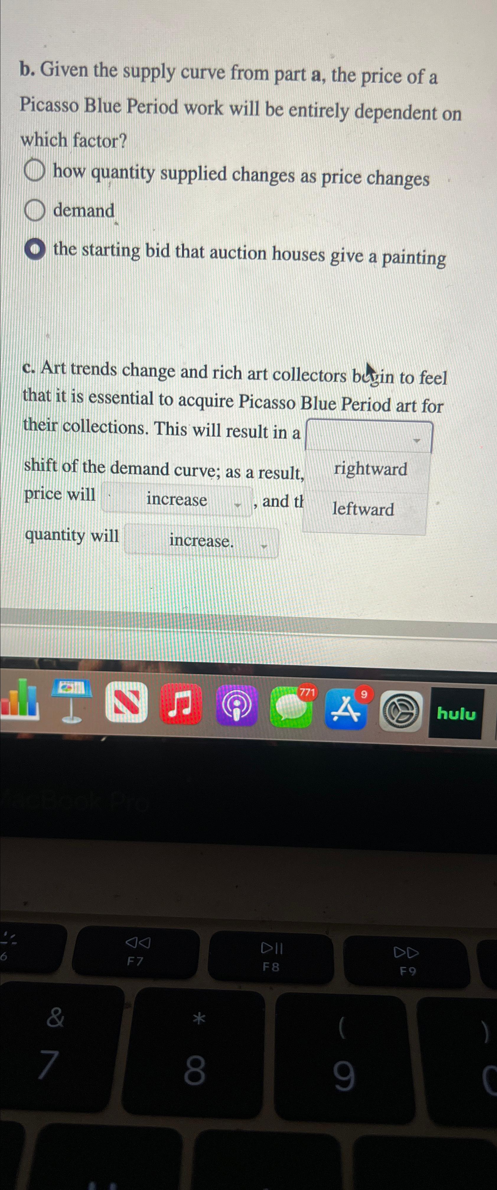 Solved b. ﻿Given the supply curve from part a, ﻿the price of | Chegg.com