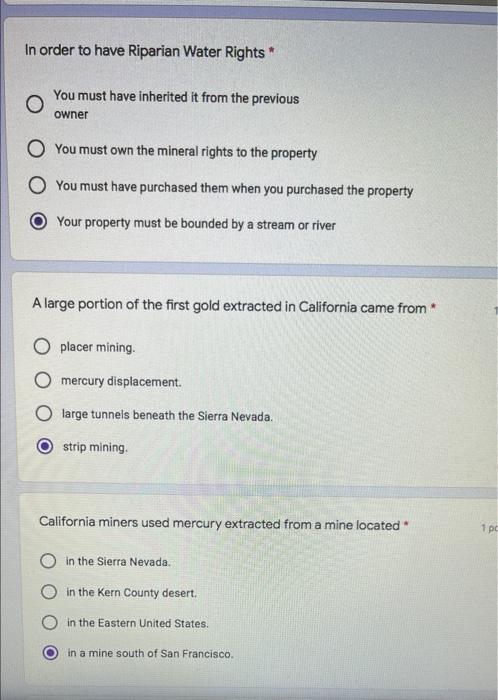 Solved In order to have Riparian Water Rights * You must | Chegg.com
