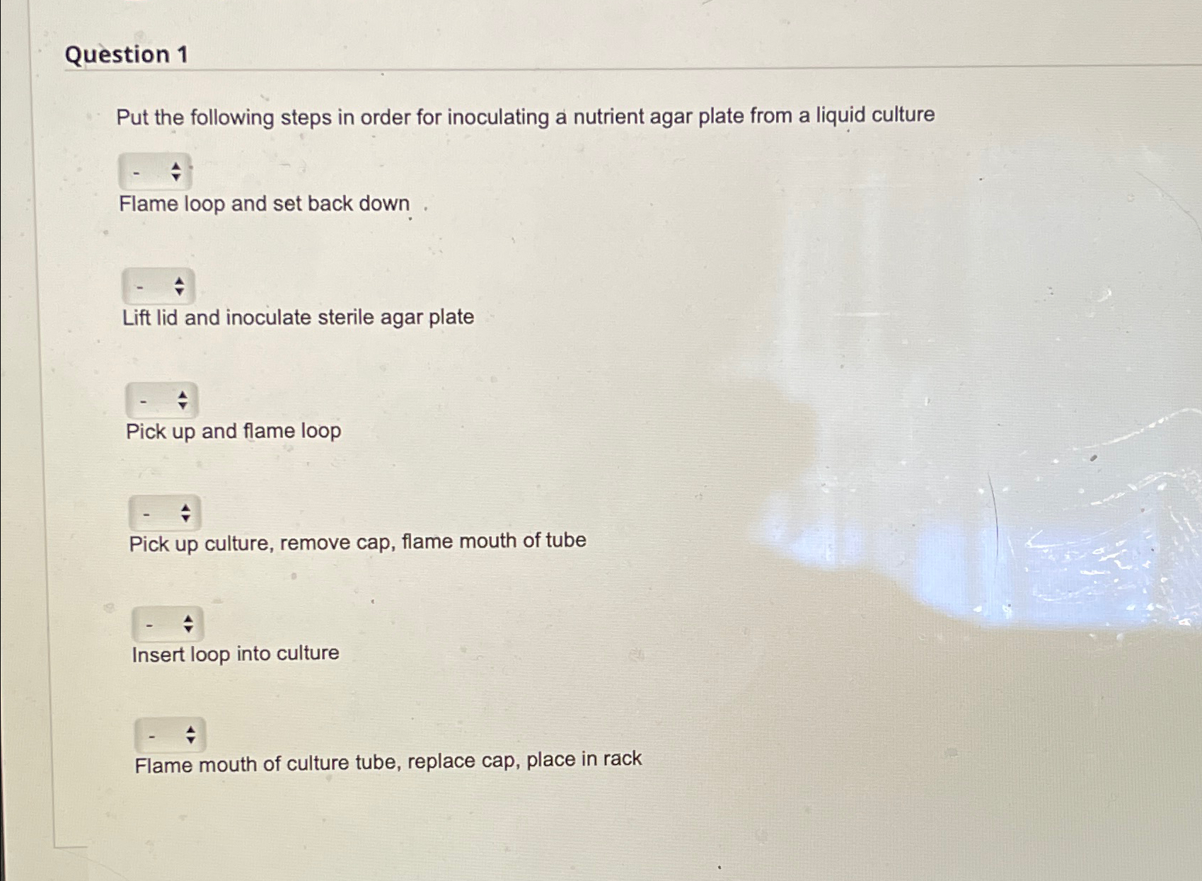 Solved Question 1Put the following steps in order for | Chegg.com