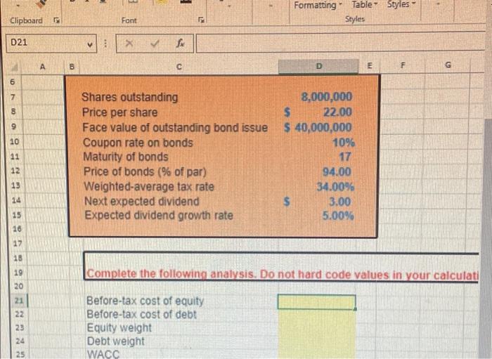 Solved E - Formatting Table Styles Styles Clipboard Fant F | Chegg.com