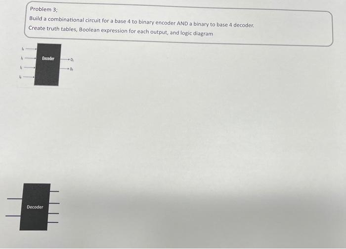 Solved Problem 3; Build a combinational circuit for a base 4 | Chegg.com