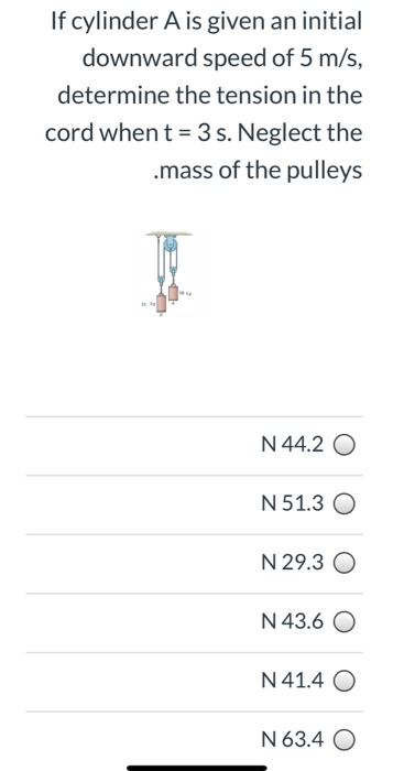 Solved If cylinder A is given an initial downward speed of 5 | Chegg.com