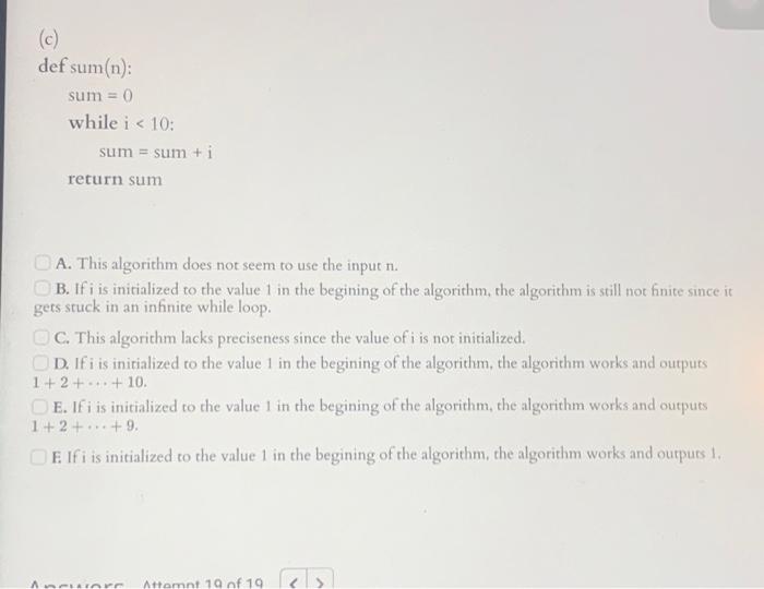 Solved (b) def divide(n): while n >= 0: m = 1/n n=n-1 return | Chegg.com
