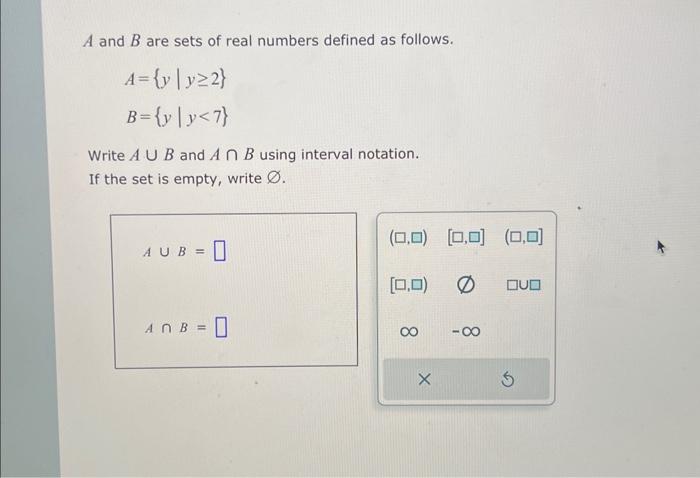 Solved A and B are sets of real numbers defined as follows. | Chegg.com