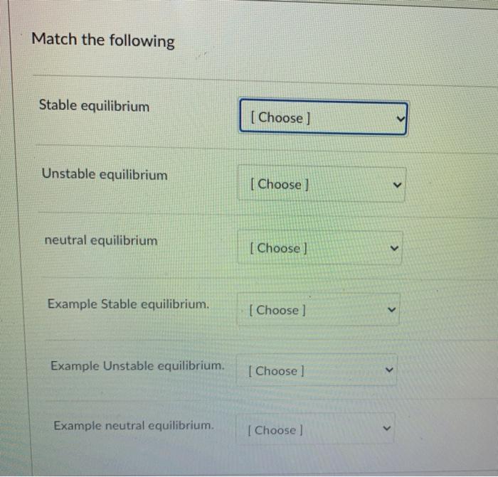 Solved Match the following Stable equilibrium [Choose ] | Chegg.com
