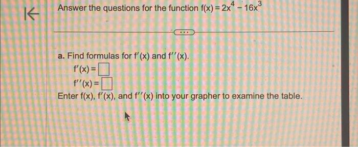 Solved Answer the questions for the function f(x) = 2x4 - | Chegg.com