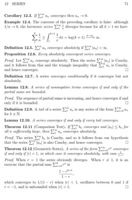 Solved Real Analysis ( Series): Prove the following problem | Chegg.com