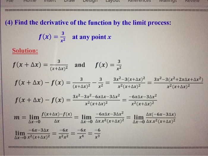 Solved Find the derivative of the function by the limit | Chegg.com