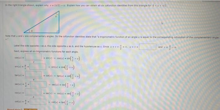 Solved Next, express al six trigonometrie functions for each | Chegg.com