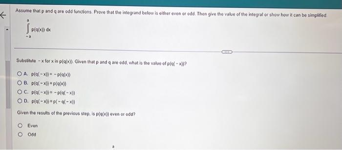 Solved Assume that p and q are odd functions. Prove that the | Chegg.com