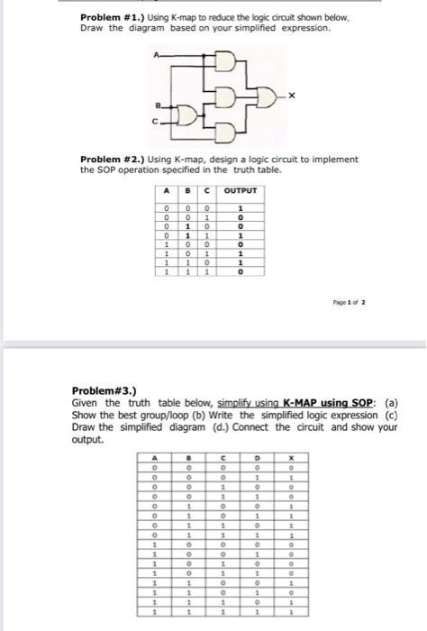 Solved Problem #1.) Using K-map to reduce the logic circuit | Chegg.com