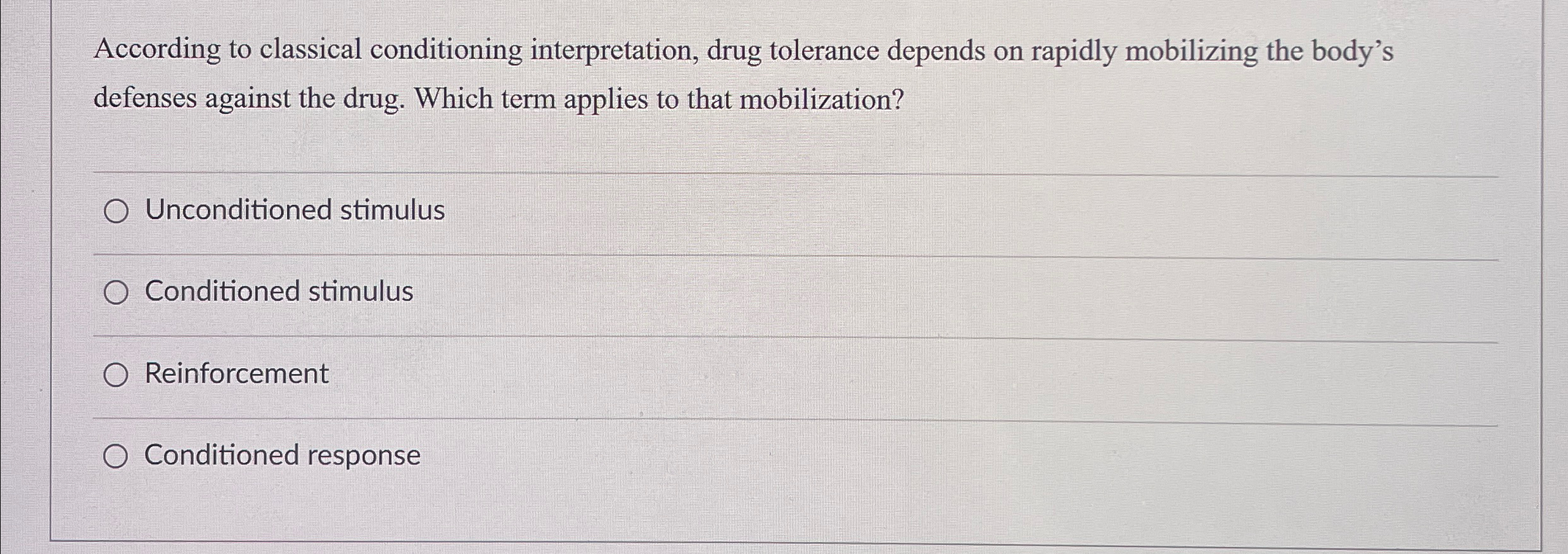Solved According to classical conditioning interpretation, | Chegg.com