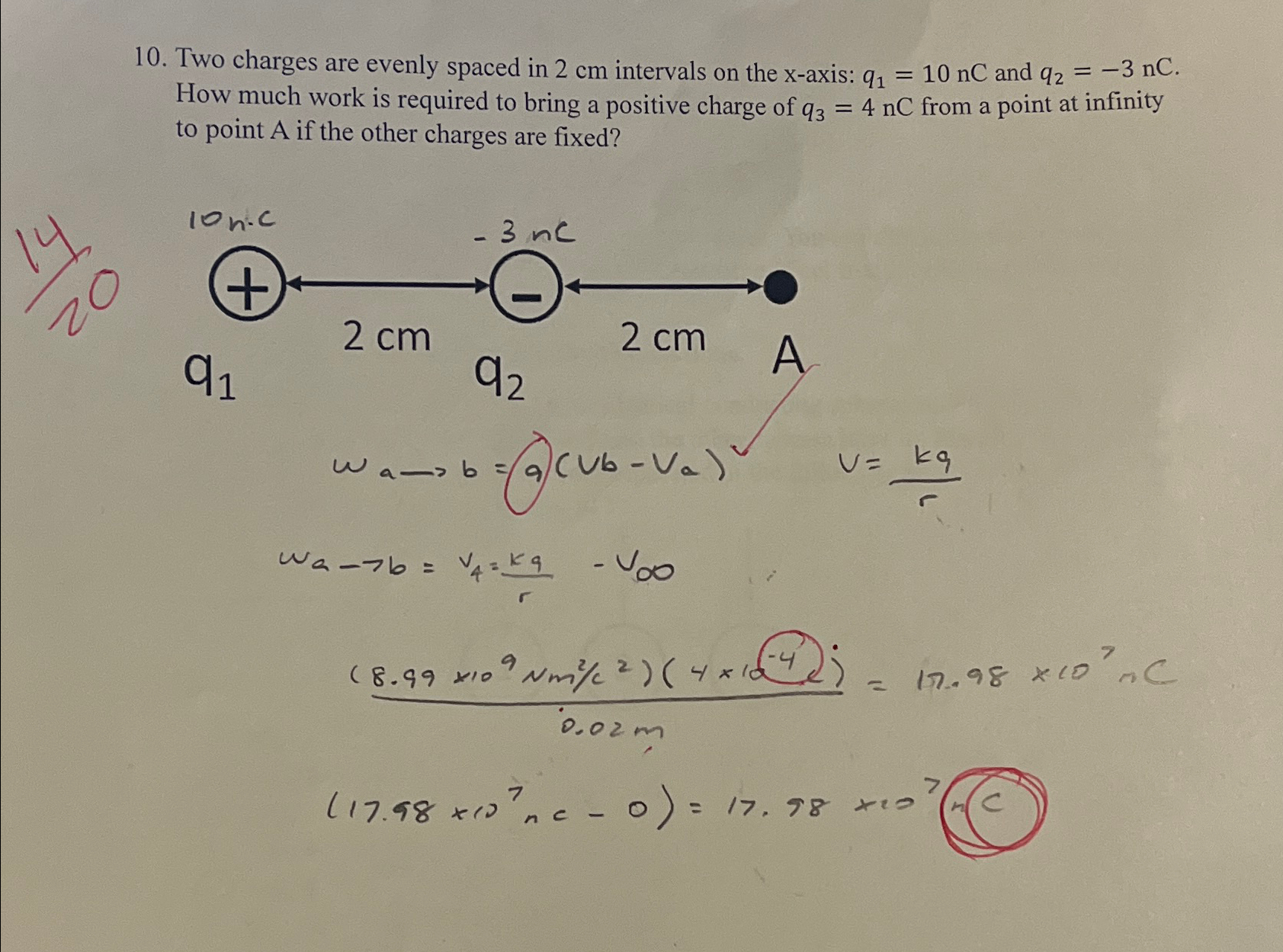 Solved Two charges are evenly spaced in 2cm ﻿intervals on | Chegg.com