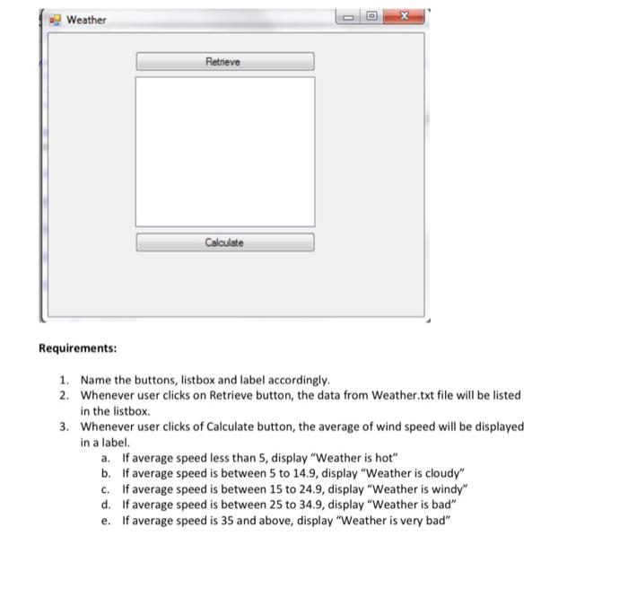 Solved Weather х Retrieve Calculate Requirements: 1. Name | Chegg.com